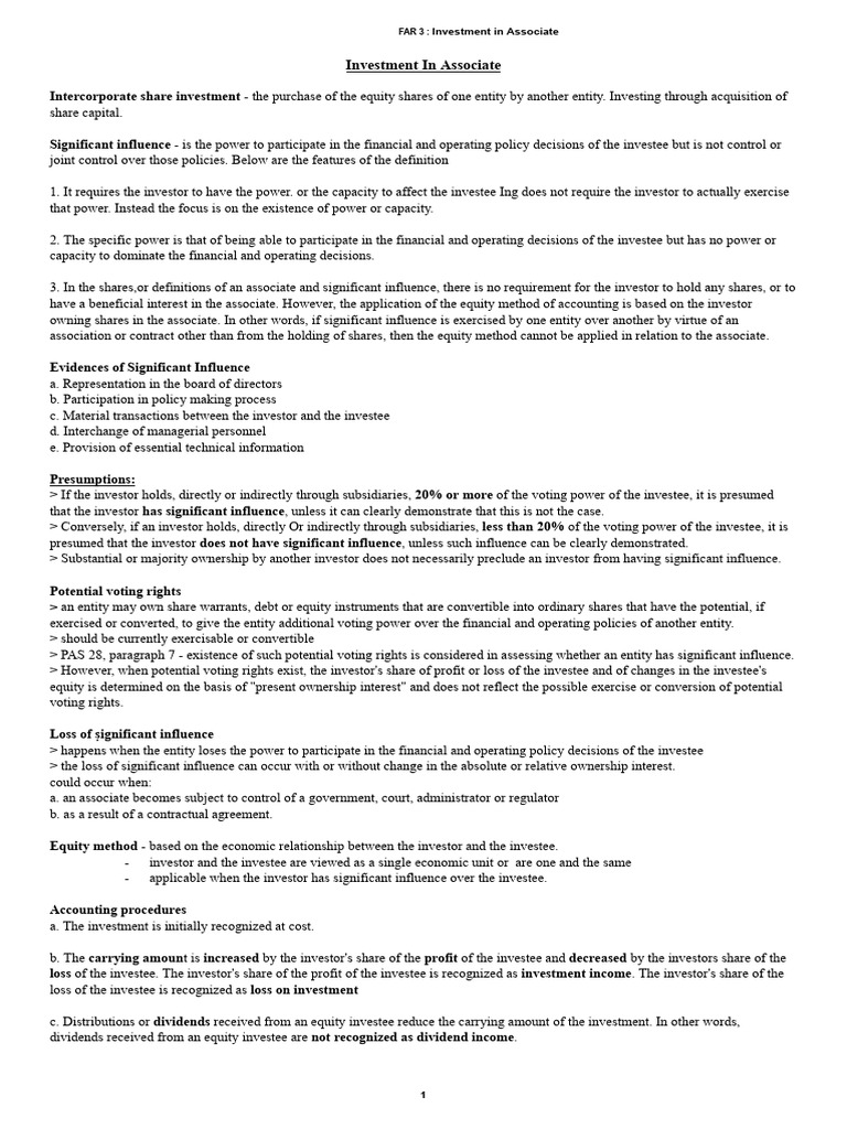 Investment in Associate | PDF | Investing | Equity (Finance)