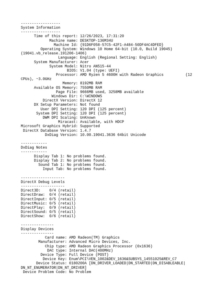 DX Diag | PDF | Device Driver | Graphics Processing Unit