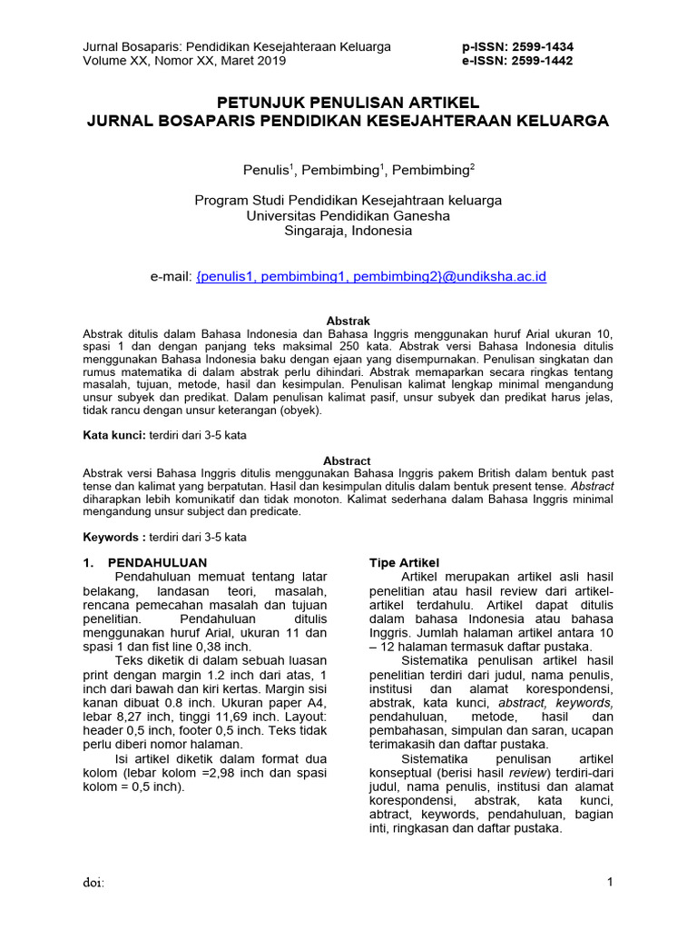 Panduan Penulisan Jurnal Pendidikan Keluarga | PDF