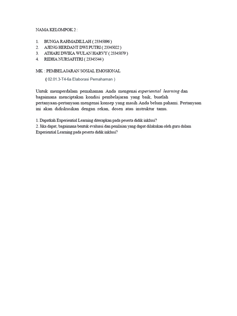 Topik 4 Pse Kelompok 2 (02.01.3-T4-6a Elaborasi Pemahaman) | PDF