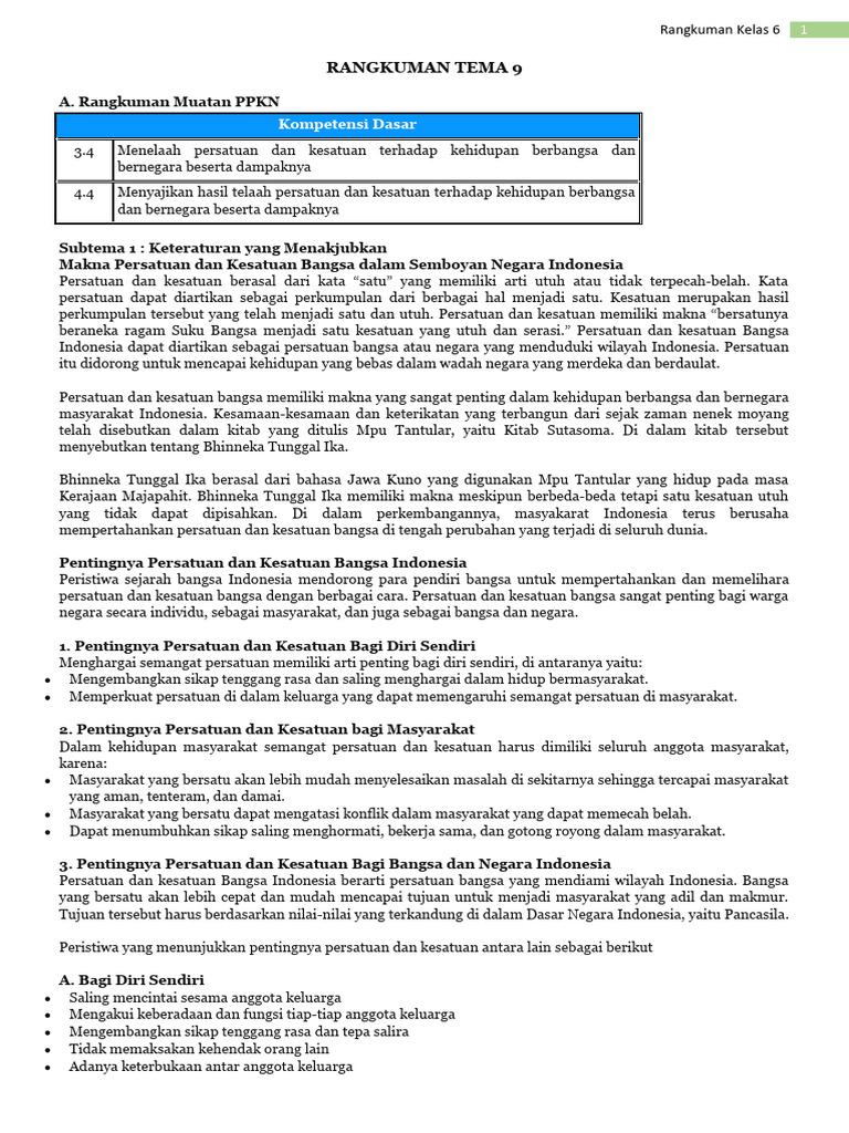 Rangkuman Tema 9 | PDF | Ilmu Sosial