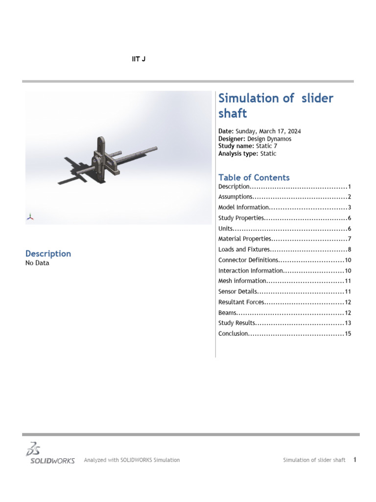 Static Analysis of Slider Shaft | PDF | Strength Of Materials | Young's ...