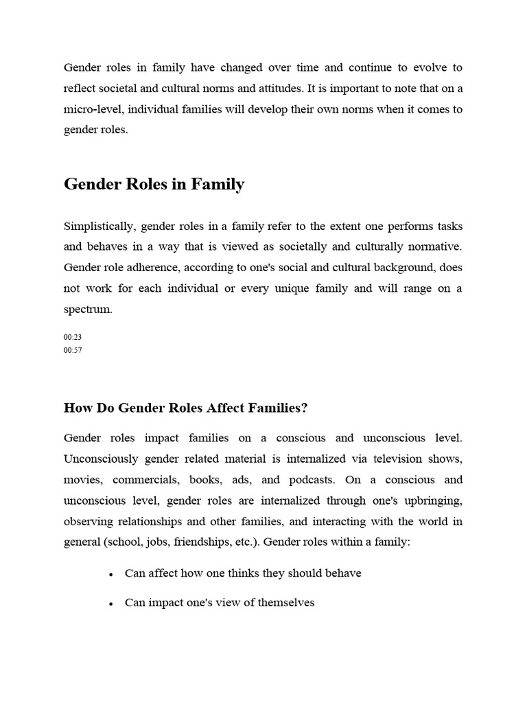 Gender Roles in Family Explaination | PDF | Gender Role | Family