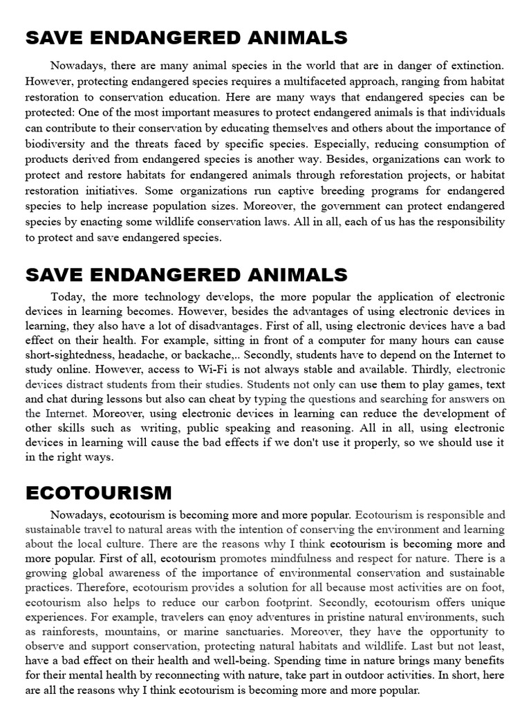 ECOTOURISM | PDF | Conservation Biology | Endangered Species