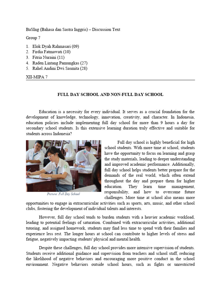Full Day vs Non-Full Day School in Indonesia | PDF | Behavior ...