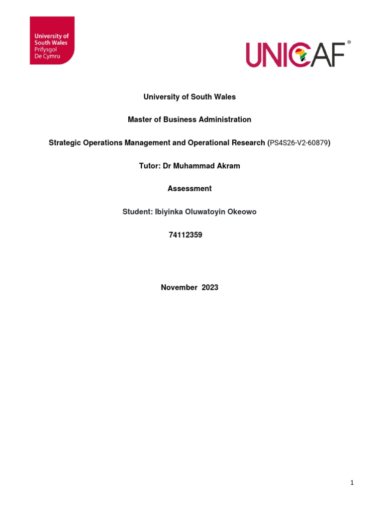 Strategic Operations Management Assessment 74112359 | PDF | Project Management | Enterprise ...