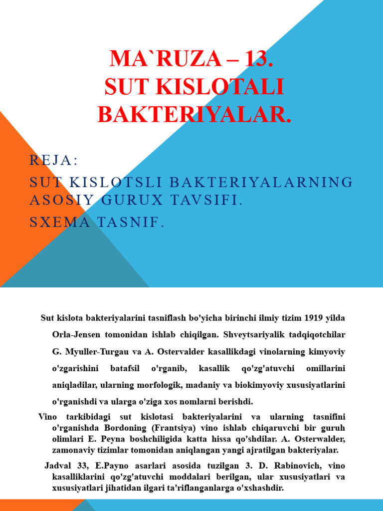 13-Maruza. Sut Kislotali Bakteriyalar | PDF