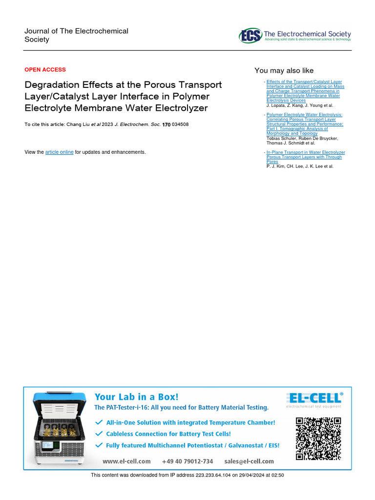 Liu 2023 J. Electrochem. Soc. 170 034508 | PDF | Applied And Interdisciplinary Physics ...