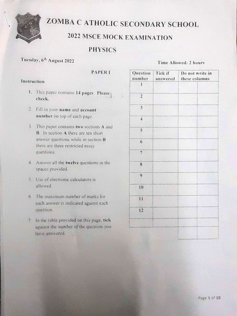 BOX2 Physics Mock 2022 | PDF