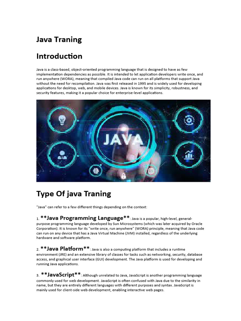 Java Traning | PDF | Java (Programming Language) | Java (Software Platform)