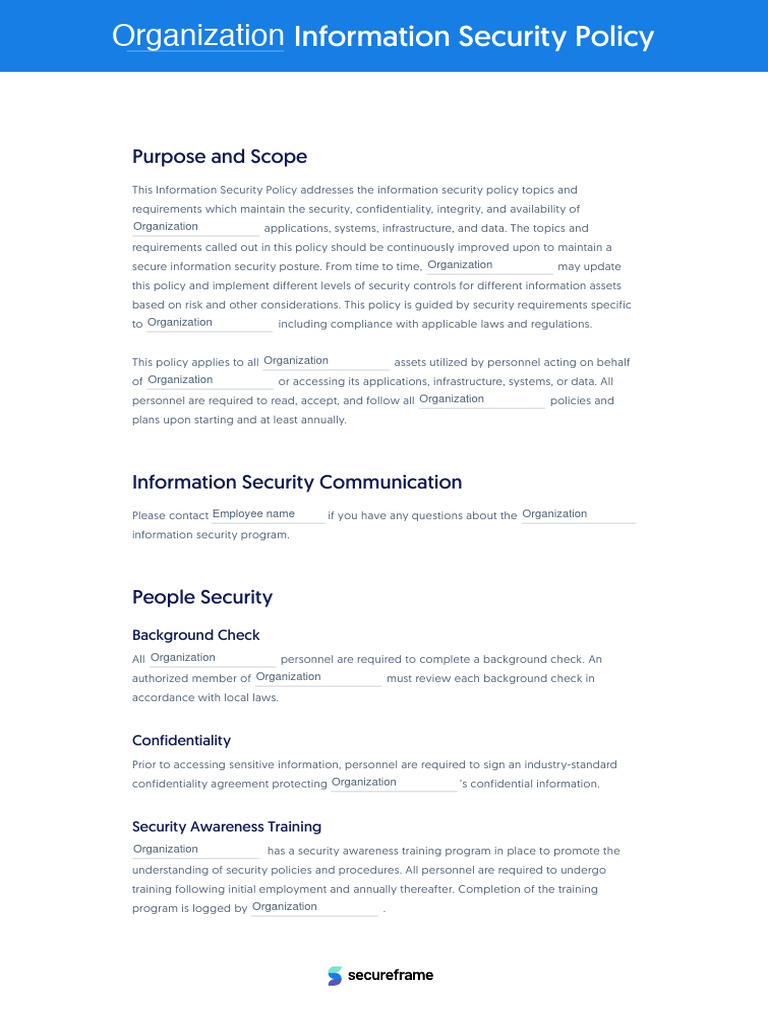Secureframe Information Security Policy | PDF | Information Security ...
