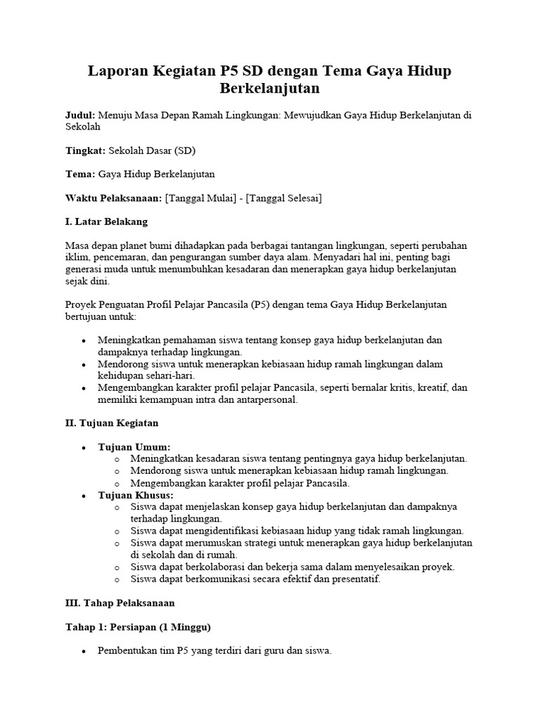 Contoh Laporan P5 | Pdf