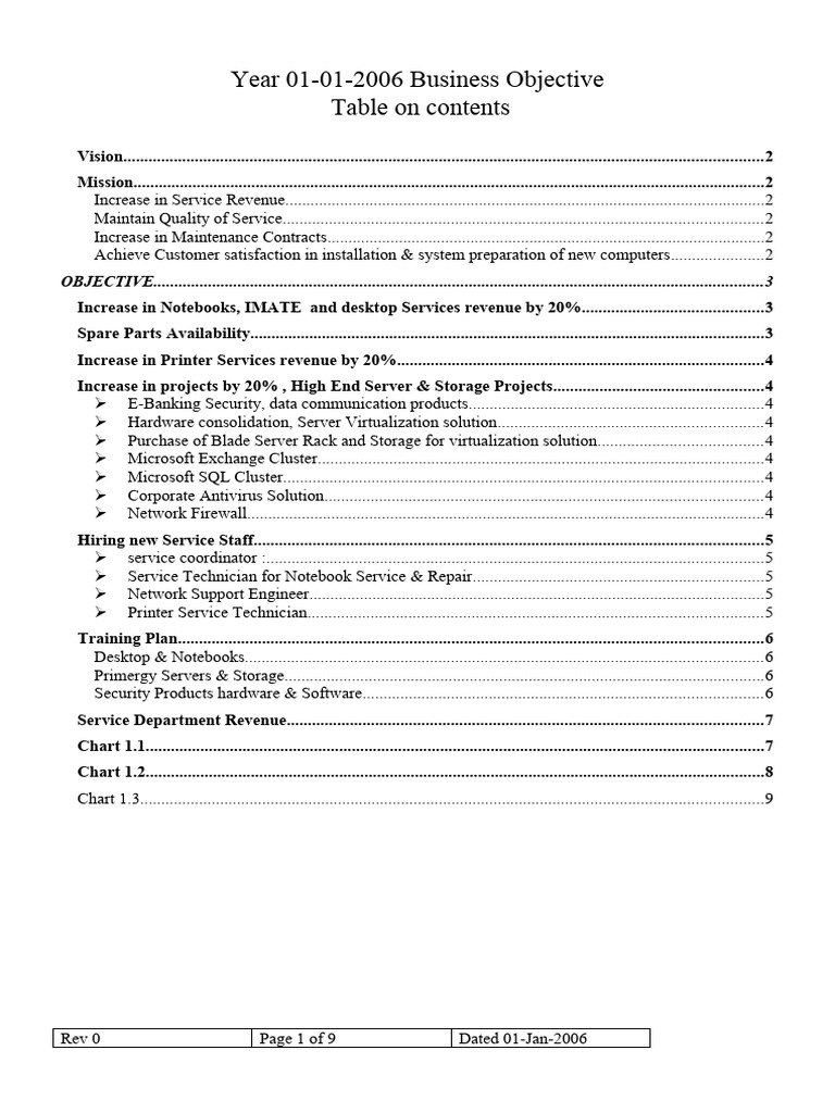 Business Objective Yearly Plan 2006 | PDF | Desktop Computer ...