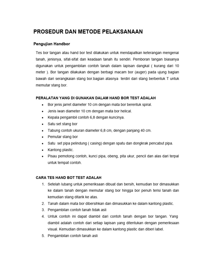SOP Hand Bor | PDF | Griya & Taman