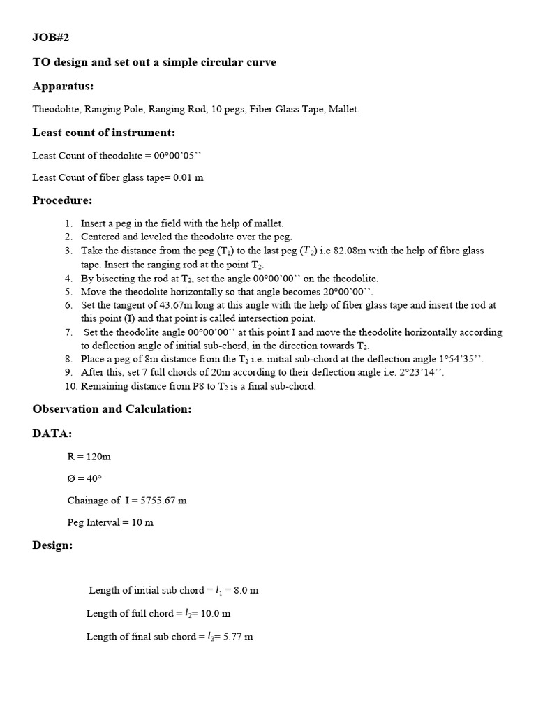 Set out a Simple Circular Curve | PDF | Tangent | Angle