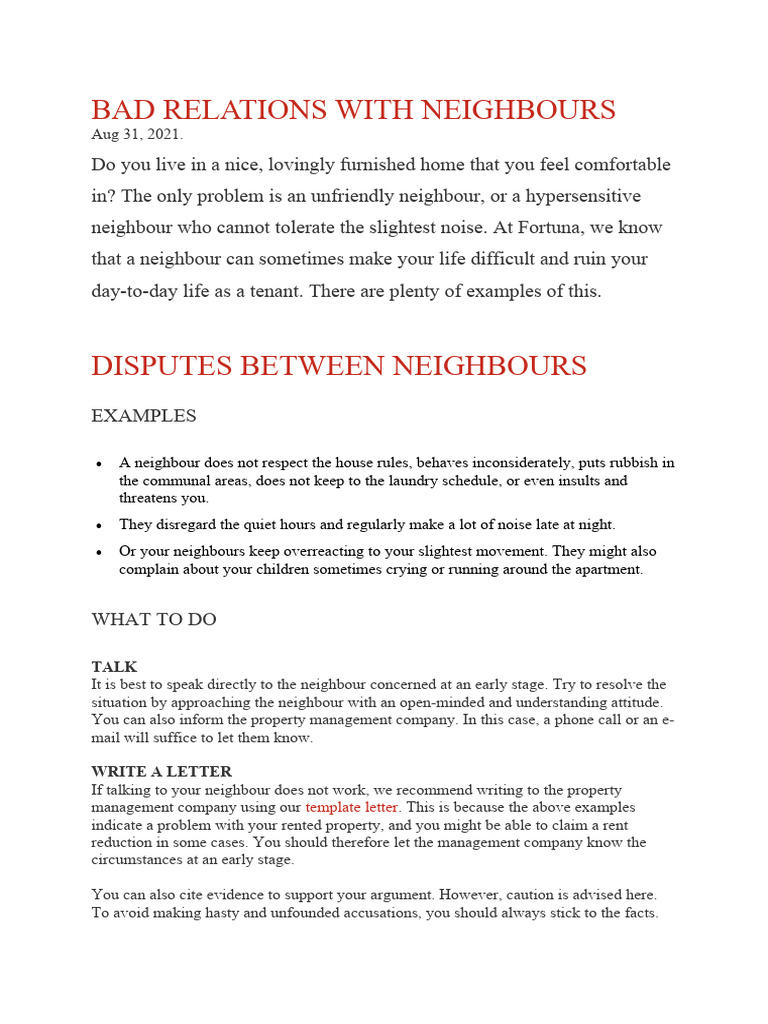 Bad Relations With Neighbours | PDF
