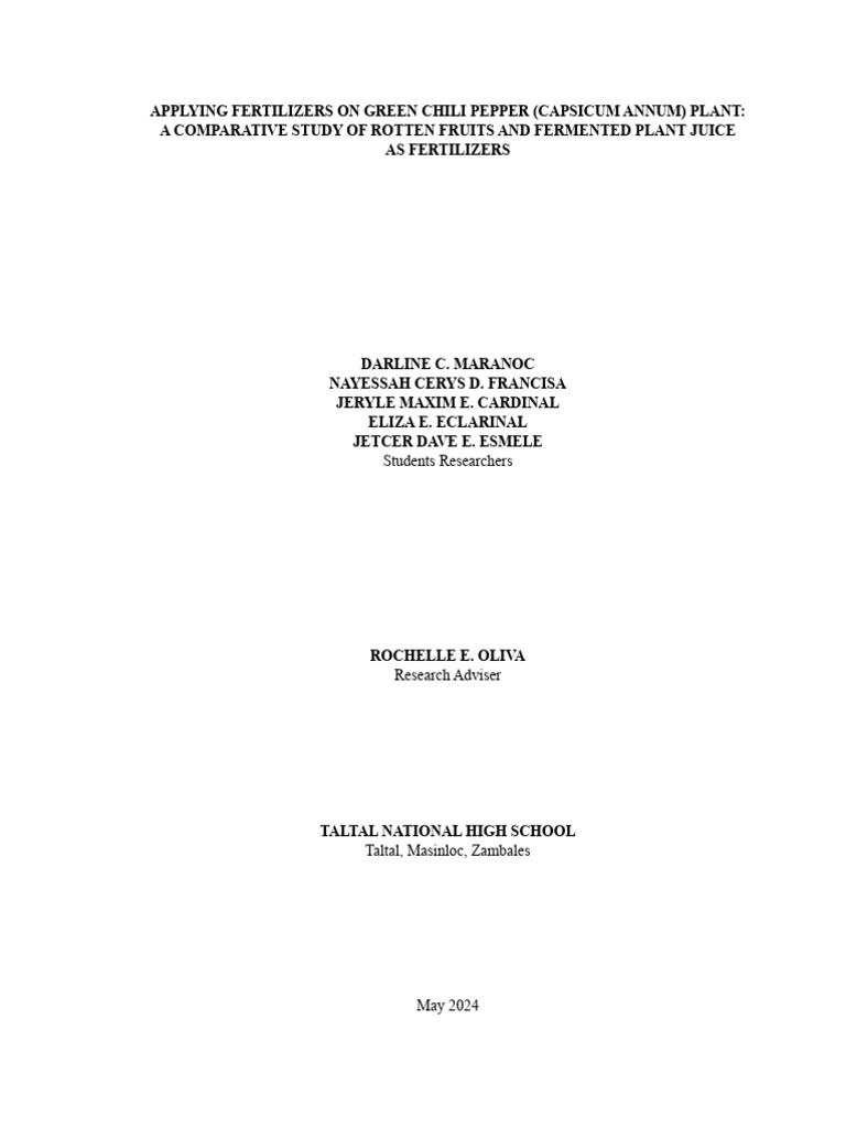 Sample of Preliminaries | PDF | Chili Pepper | Capsicum