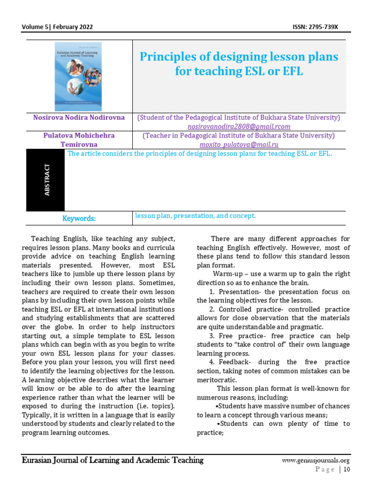 Principles of Designing Lesson Plans | PDF | Lesson Plan | Learning