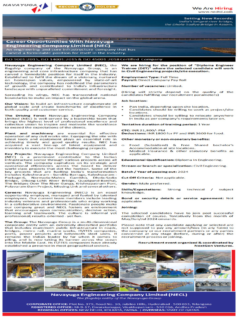 Navayuga Engineering Company DET 2024 Batch | PDF