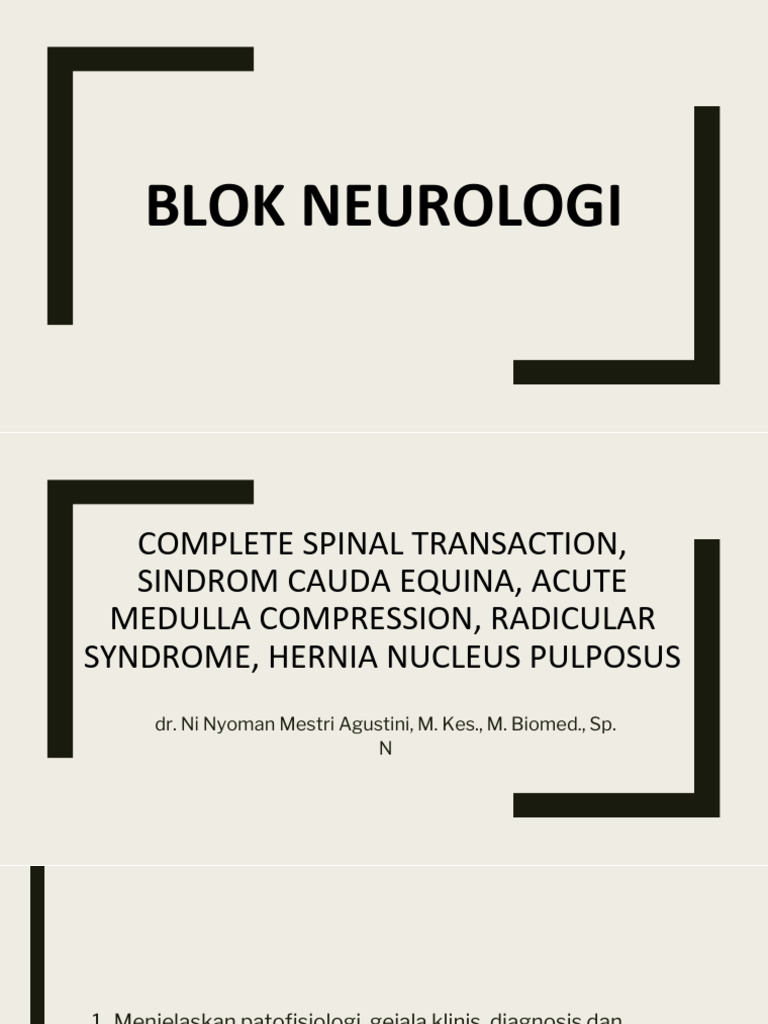 L6118 - Complete Spinal Transaction, Sindrom Cauda Equina, Acute ...