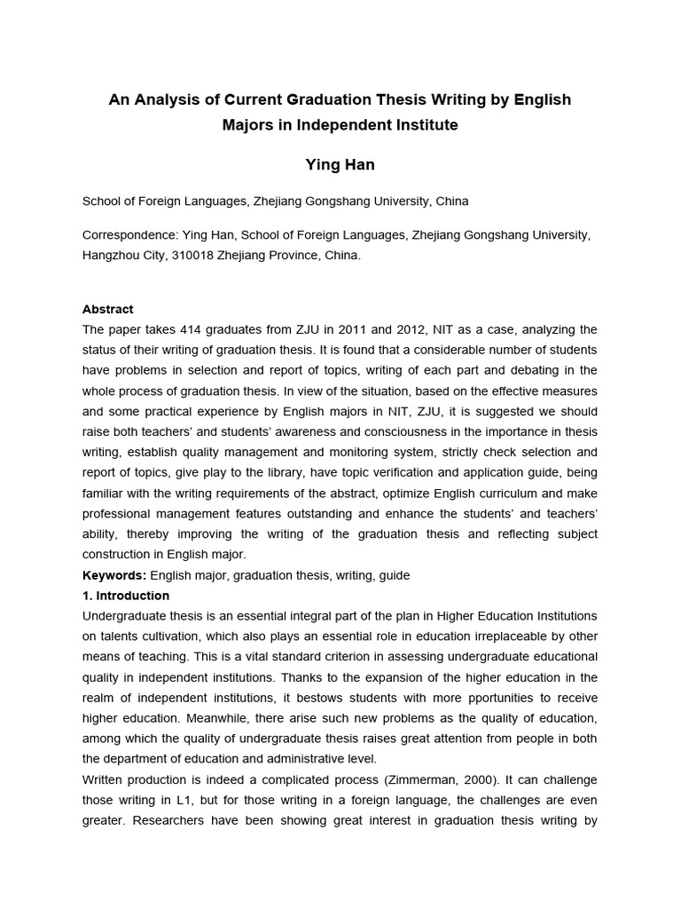 Graduation Thesis Challenges for English Majors | PDF | Thesis | Teachers