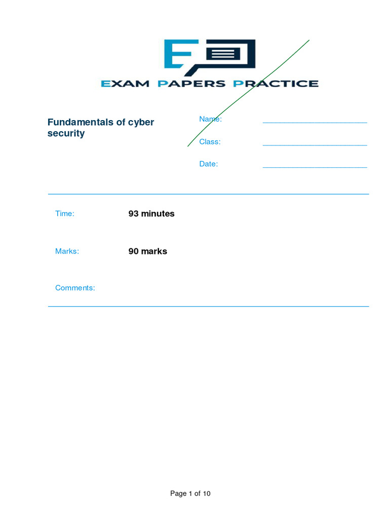 Fundamentals of Cyber Security Question Paper | PDF | Computer Security ...