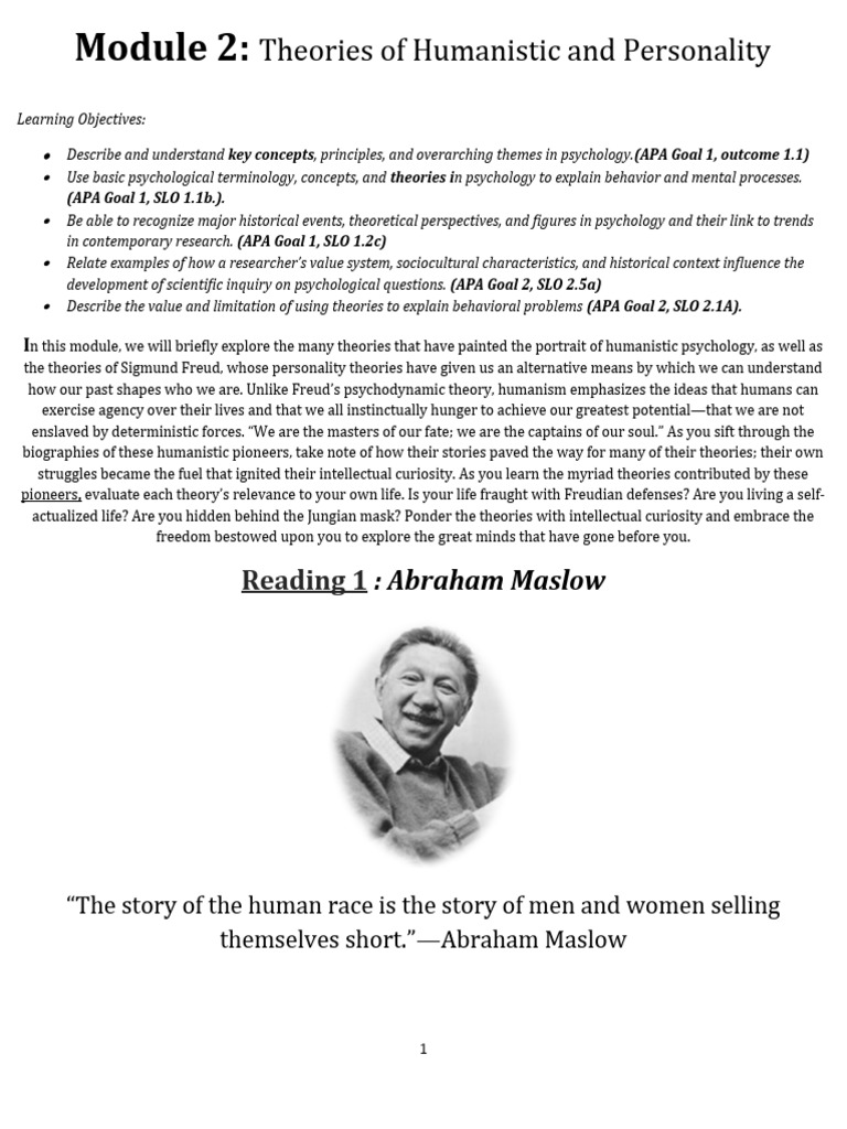 Module 2 Theories of Humanistic and Personality Psychology | PDF ...