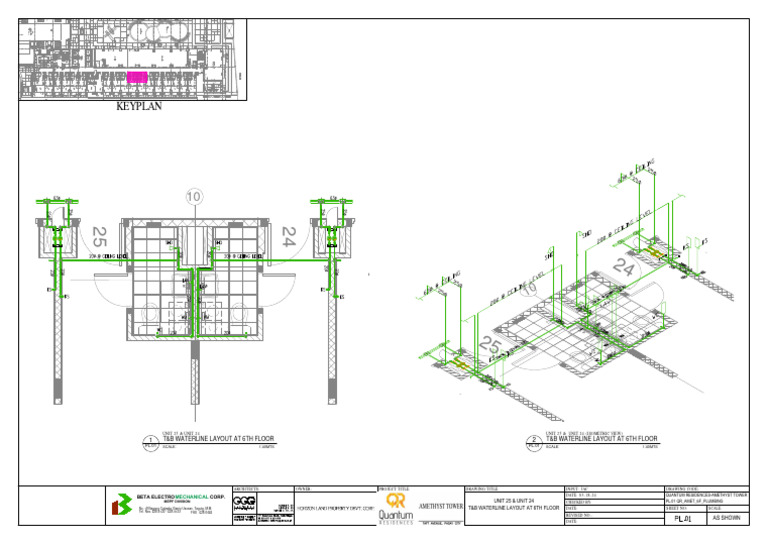 6TH Floor Unit 25 & Unit 24 T&B Waterline Layout | PDF