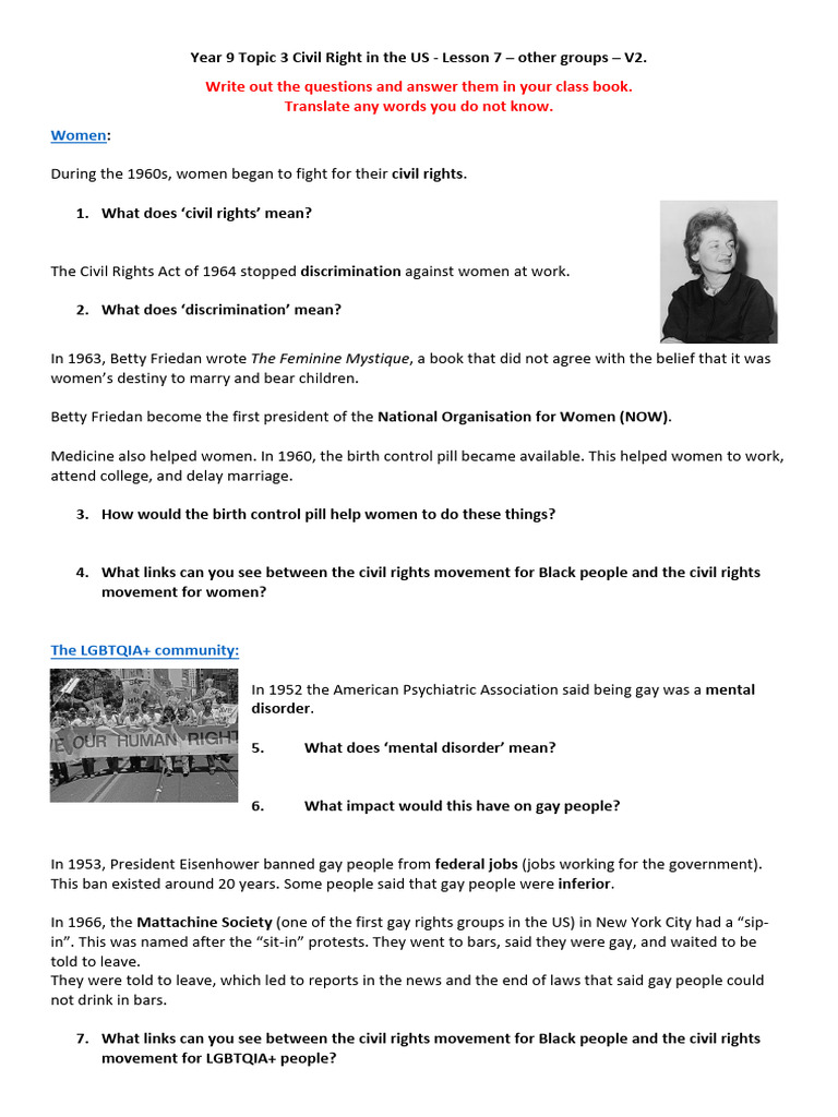 Year 9 Civil Rights Lesson | PDF | Native Americans In The United ...