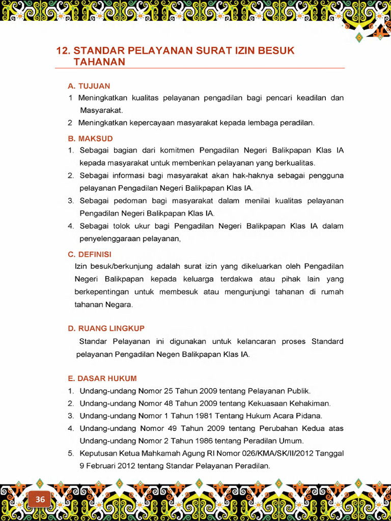 Standar Pelayanan Surat Izin Besuk Tahanan | PDF Standar Pelayanan Surat Izin Besuk Tahanan | PDF