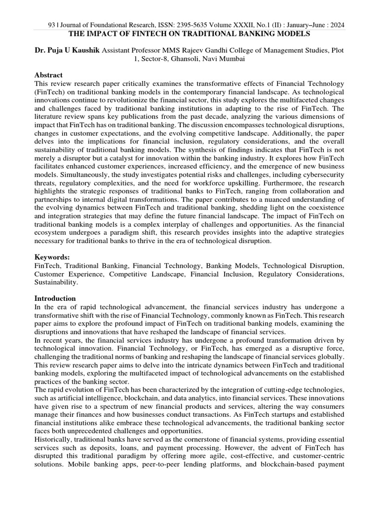The Impact of Fintech On Traditional Banking Models | PDF | Banks ...