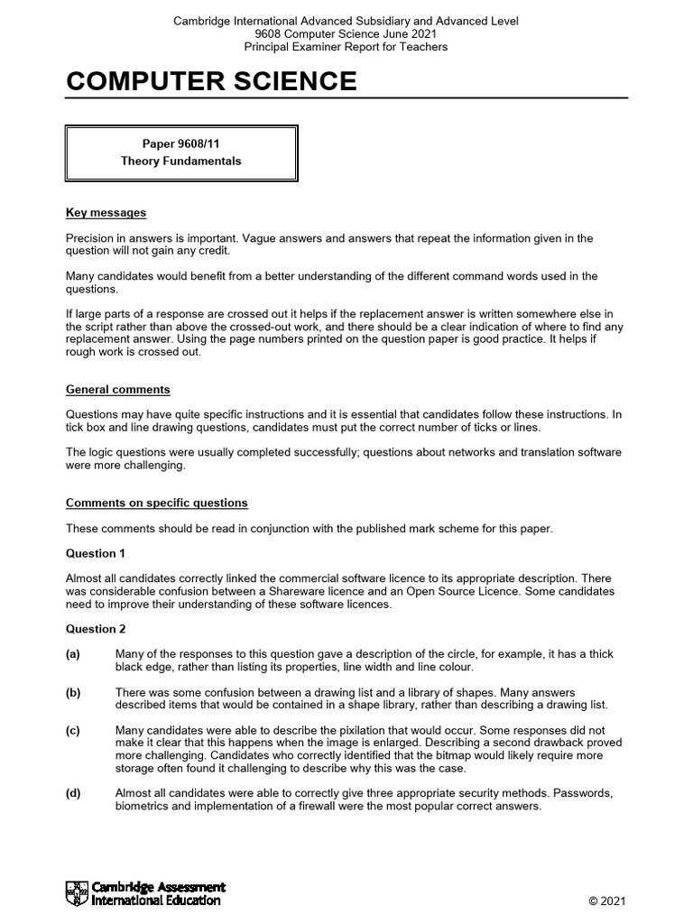 Computer Science: Paper 9608/11 Theory Fundamentals | PDF | Control Flow | Question