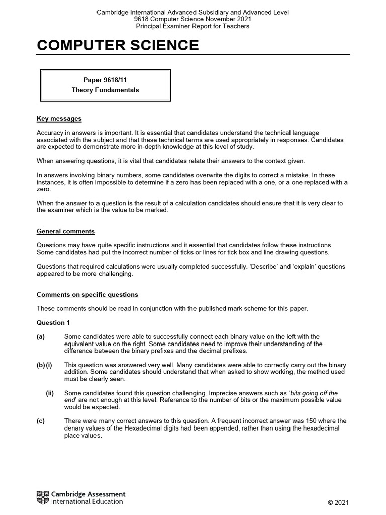 Computer Science: Paper 9618/11 Theory Fundamentals | PDF | Question | Databases