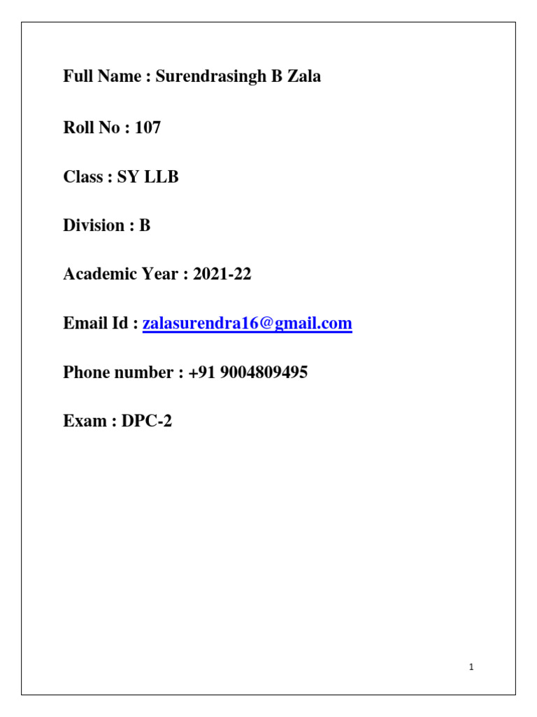 DPC2 B-107 Surendrasingh B Zala | PDF | Lease | License
