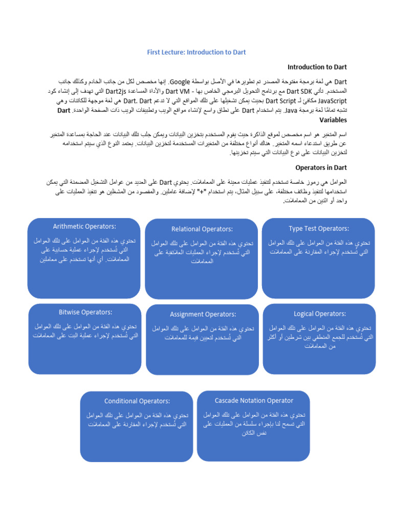 Flutter Summary (Arabic) | PDF