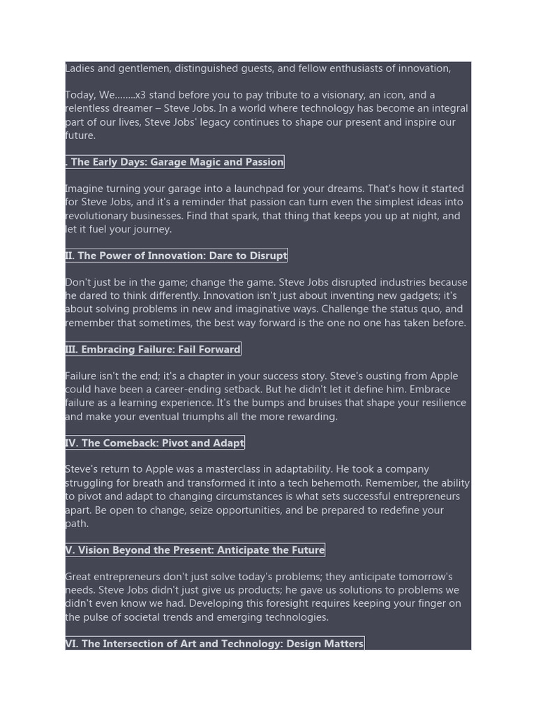 Speech | PDF | Entrepreneurship | Steve Jobs