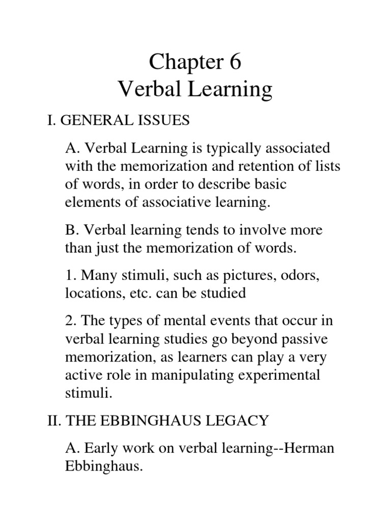 Verbal Learning | PDF | Recall (Memory) | Memory