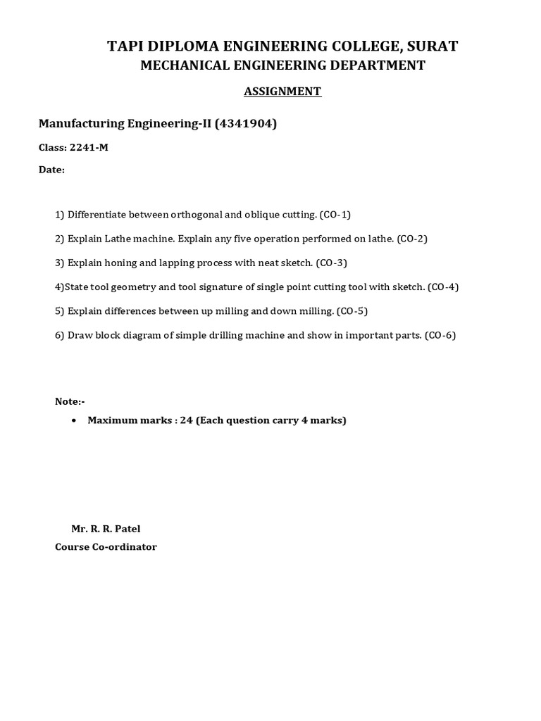 Mechanical Engineering Assignment | PDF | Teaching Methods & Materials | Computers