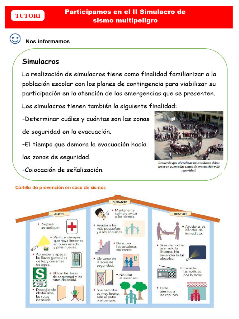 D2 A2 FICHA TUT. Participamos en El II Simulacro de Sismo Multipeligro | PDF | Historia
