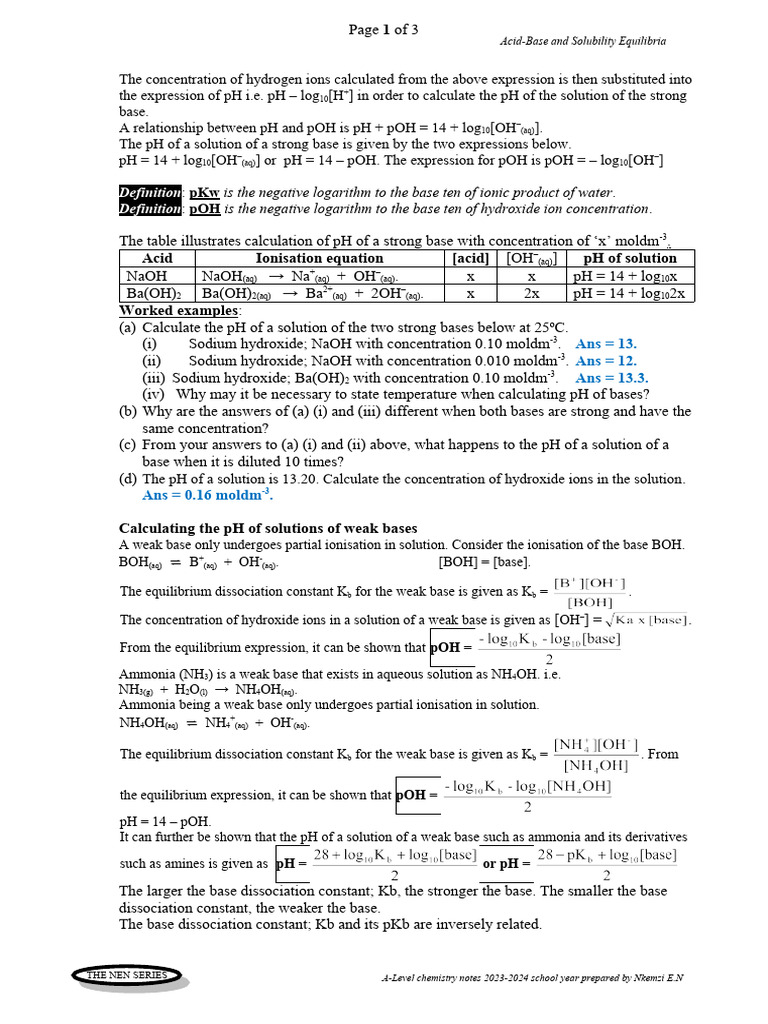 Acid-Base Equilibria 01-TEXTBOOK - STDT3 | PDF | Ph | Hydroxide