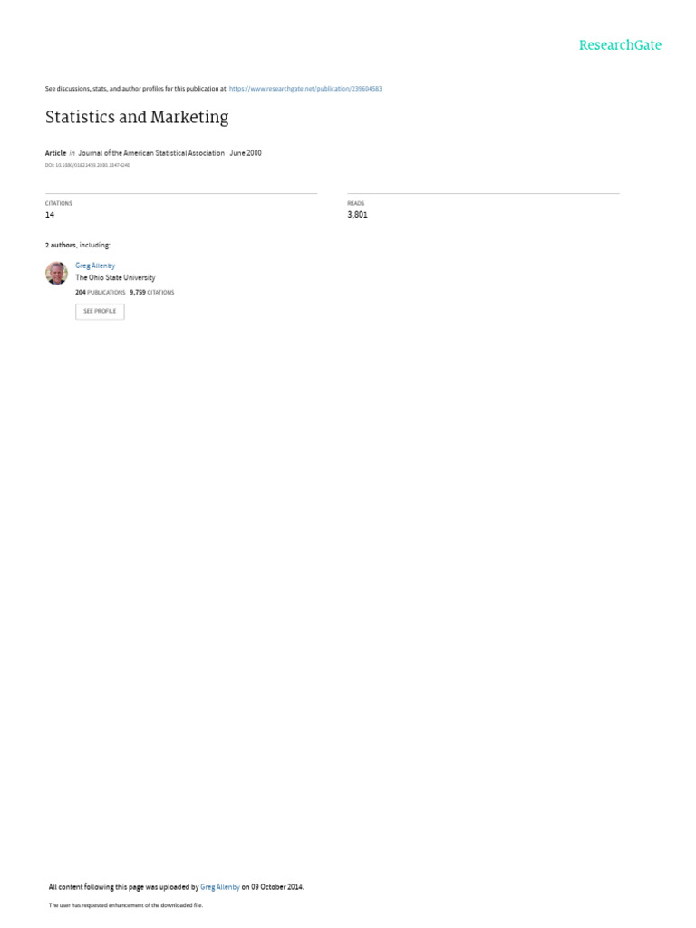 Statistics and Marketing | PDF | Marketing | Linear Regression