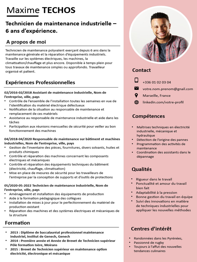 CV Technicien Maintenance | PDF | Entretien d'embauche
