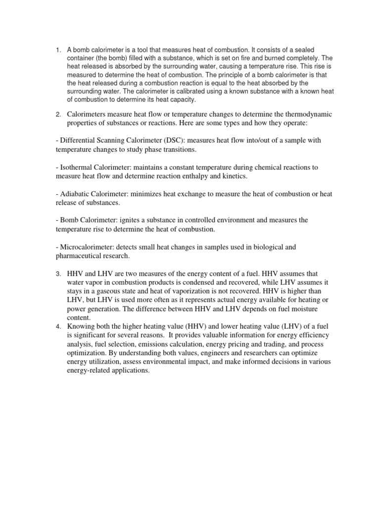 Understanding Bomb Calorimeters and Fuel Values | PDF | Wellness ...