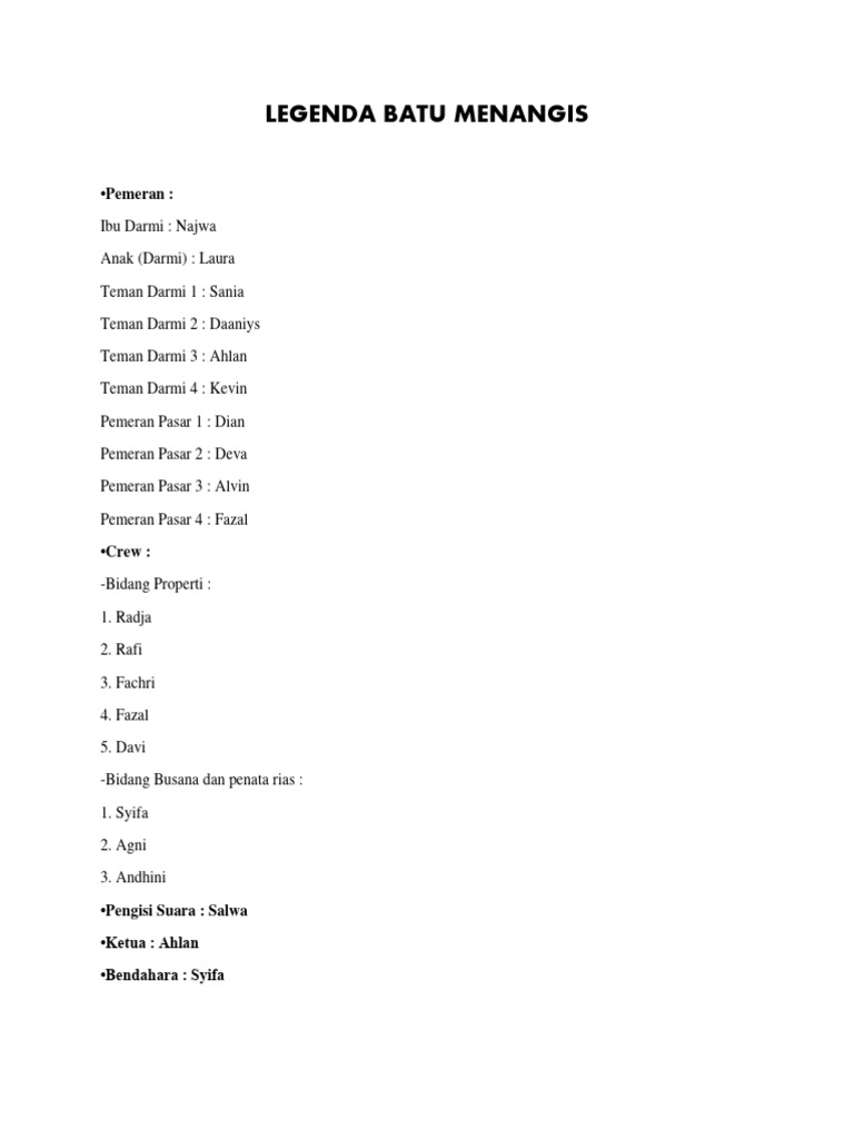 Legenda Batu Menangis | PDF | Puisi