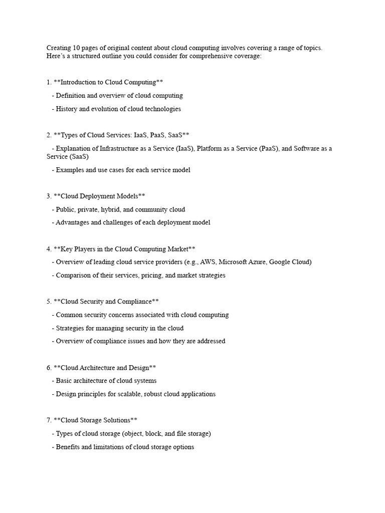 Cloud Computing - TOC | PDF