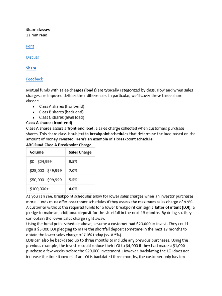 2.3.2.4 - Share Classes Mutual Funds | PDF | Investment Fund ...