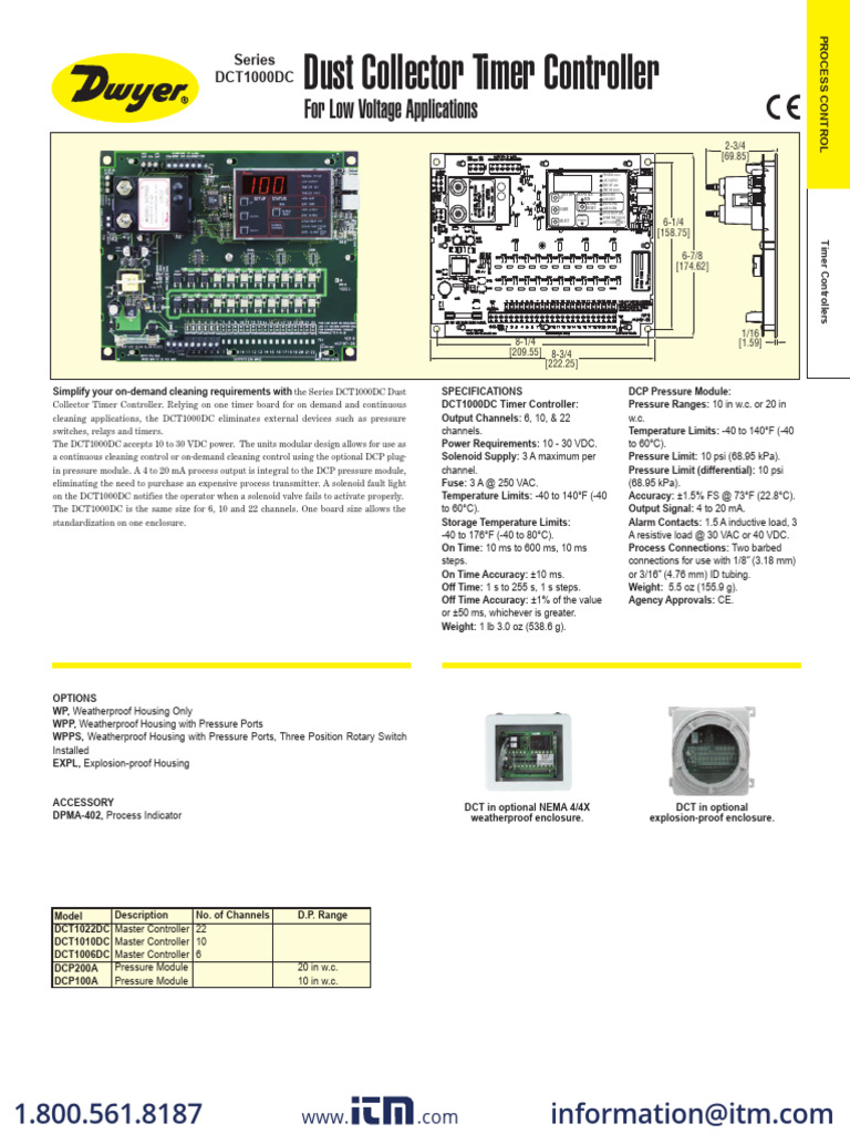 Dwyer Dct1010dc Timer Controller Datasheet | PDF | Timer | Electrical Engineering