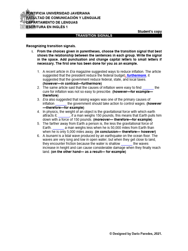Transition Signals in English Writing | PDF | Blu Ray | Dvd