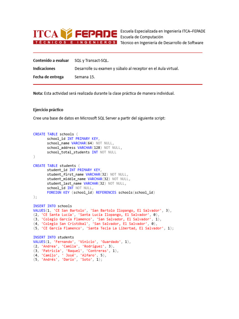 EXAMEN PRACTICO FINAL | PDF | SQL | Gestión de tecnología de la información