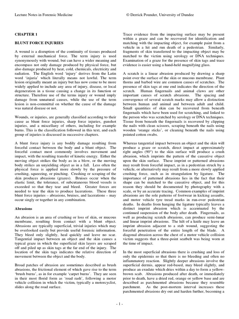Lecture Notes in Forensic Medicine | PDF | Wound | Hemoglobin